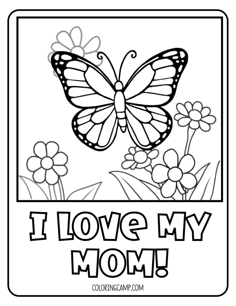 Mother's Day Butterfly Coloring Pages | www.coloringcamp.com