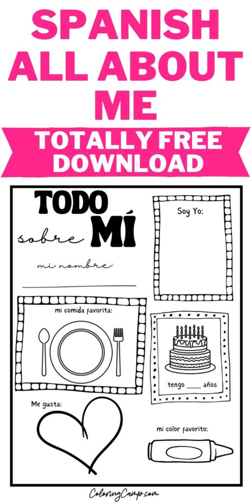 Spanish All About Me | www.coloringcamp.com
