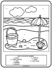 Beach Color By Number Coloring Pages | www.coloringcamp.com