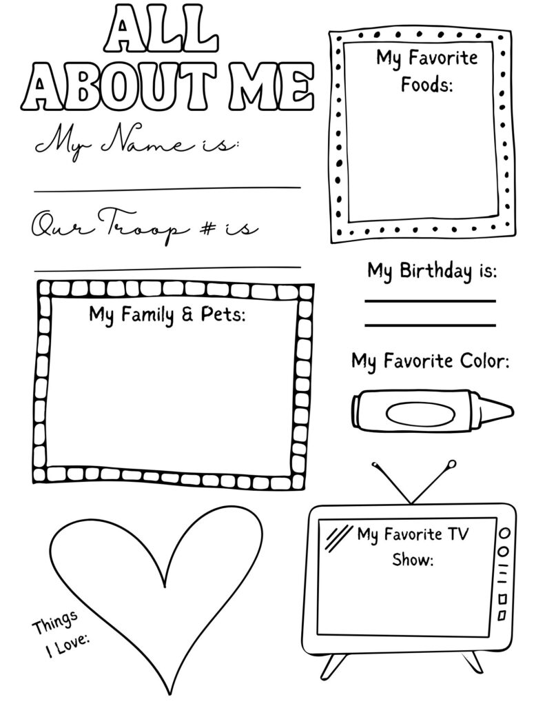 Free All About Me Girl Scout Printable | www.coloringcamp.com