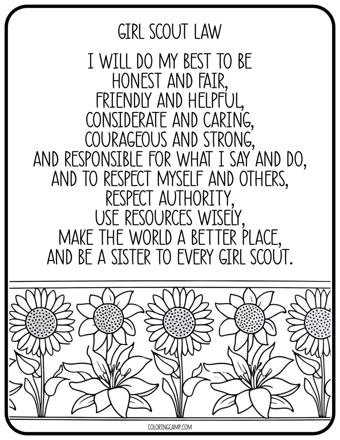 Free Girl Scout Law Coloring Pages | www.coloringcamp.com