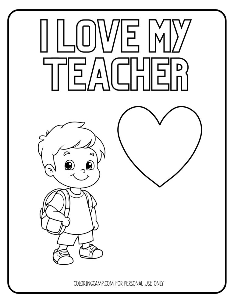 I Love My Teacher Coloring Pages | www.coloringcamp.com