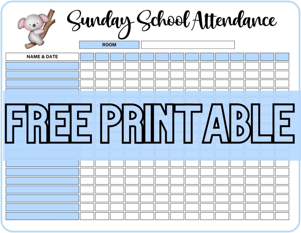 Sunday School Attendance Sheet | www.coloringcamp.com
