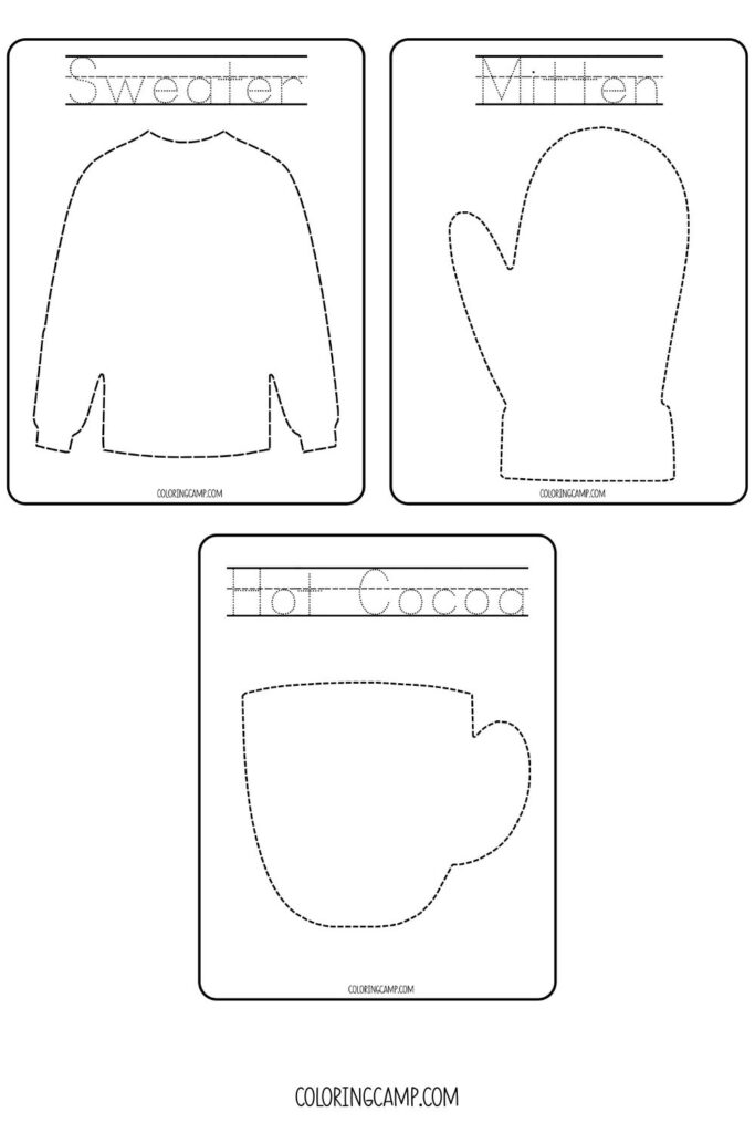 Winter Tracing Worksheets | www.coloringcamp.com