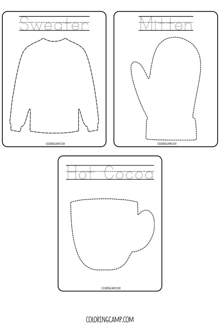 Winter Tracing Worksheets | www.coloringcamp.com
