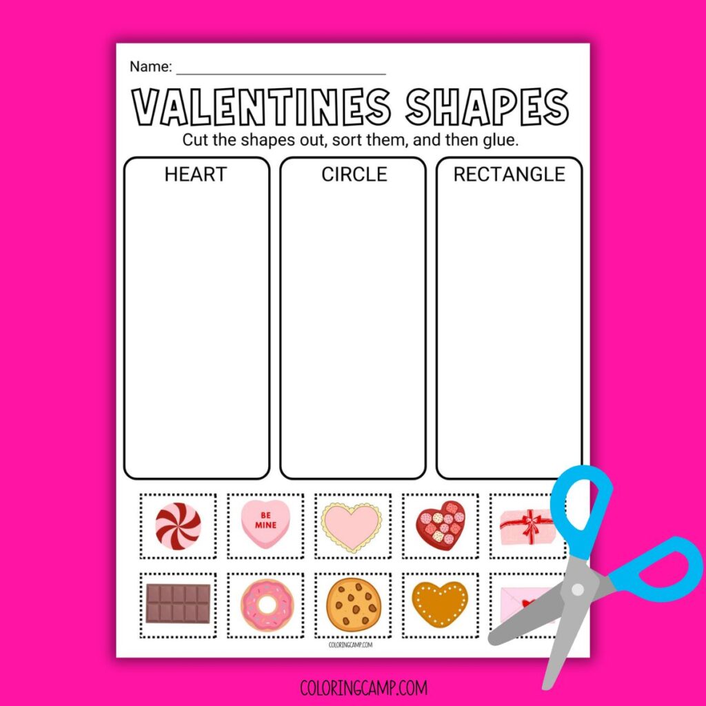 Valentine's Day Cut and Paste Worksheet | www.coloringcamp.com