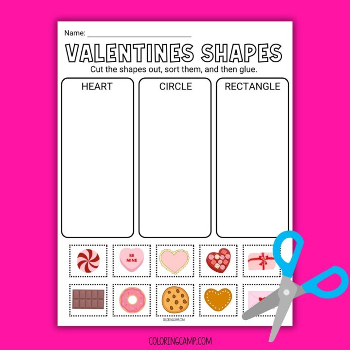 Valentine's Day Cut and Paste Worksheet | www.coloringcamp.com