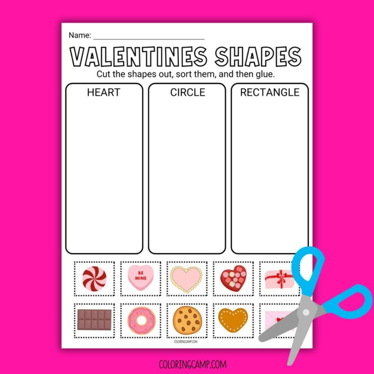 Valentine's Day Cut and Paste Worksheet | www.coloringcamp.com