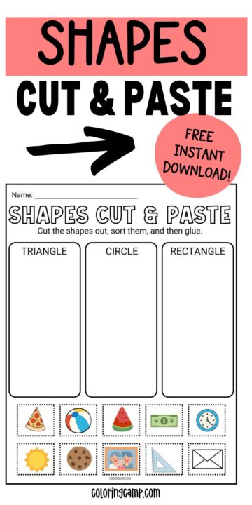 Cut and Paste Shapes Worksheet | www.coloringcamp.com