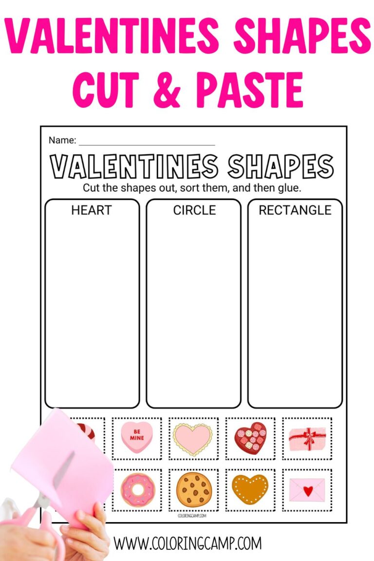 Valentine's Day Cut and Paste Worksheet | www.coloringcamp.com