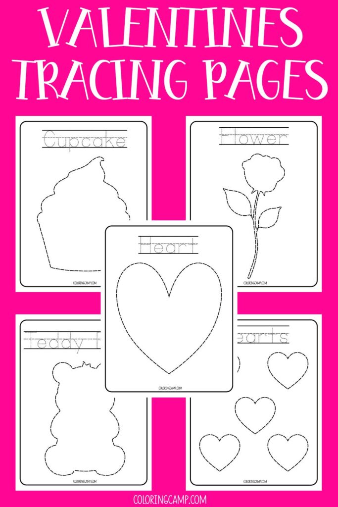 Valentine's Day Shape Tracing Worksheets | www.coloringcamp.com