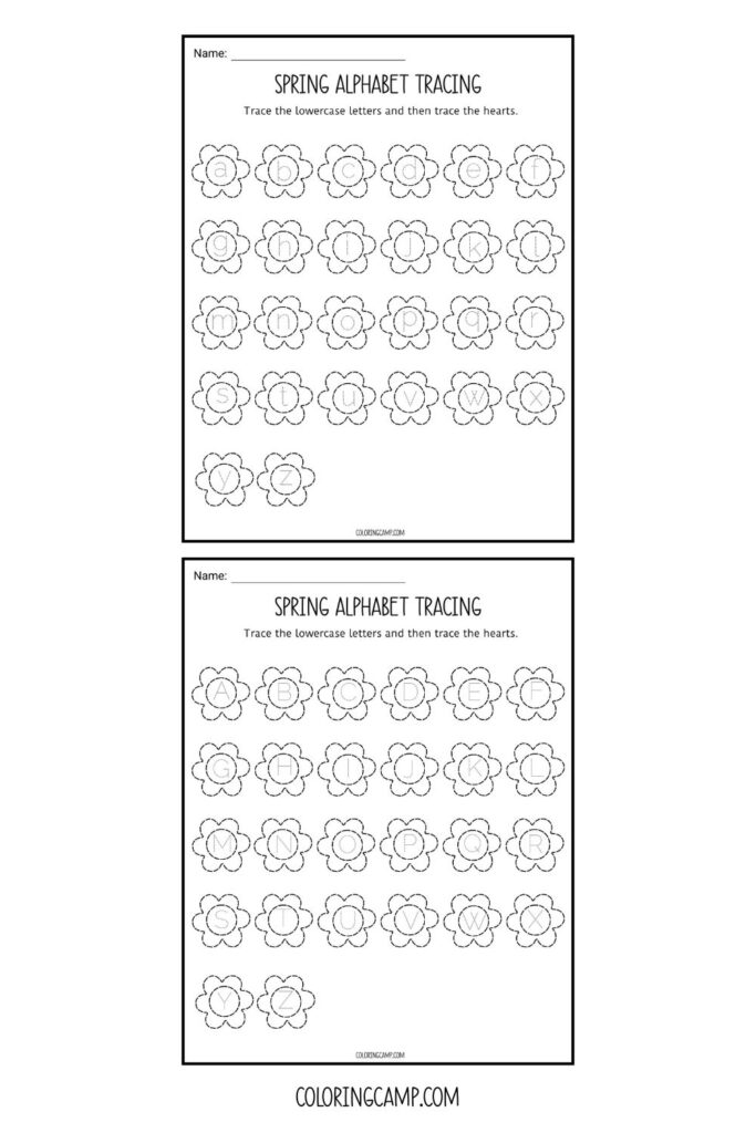 Spring Alphabet Tracing Worksheets | www.coloringcamp.com