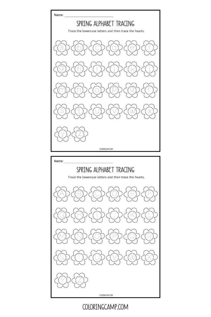 Spring Alphabet Tracing Worksheets | www.coloringcamp.com