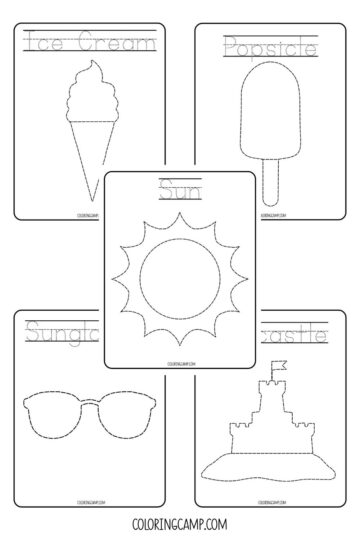Summer Tracing Worksheets | www.coloringcamp.com