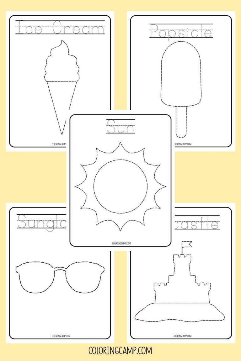 Summer Tracing Worksheets | www.coloringcamp.com